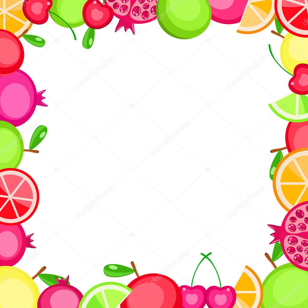 Colorful vector fruits frame — Stock Vector © nikifiva #5654691 Colorful vector fruits frame — Stock Vector © nikifiva #5654691