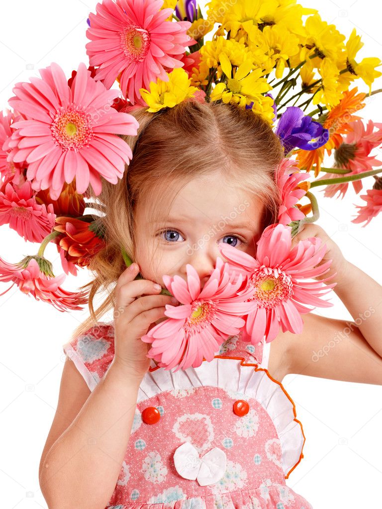 Child with with flowers on her hair. — Stock Photo © poznyakov #6723922