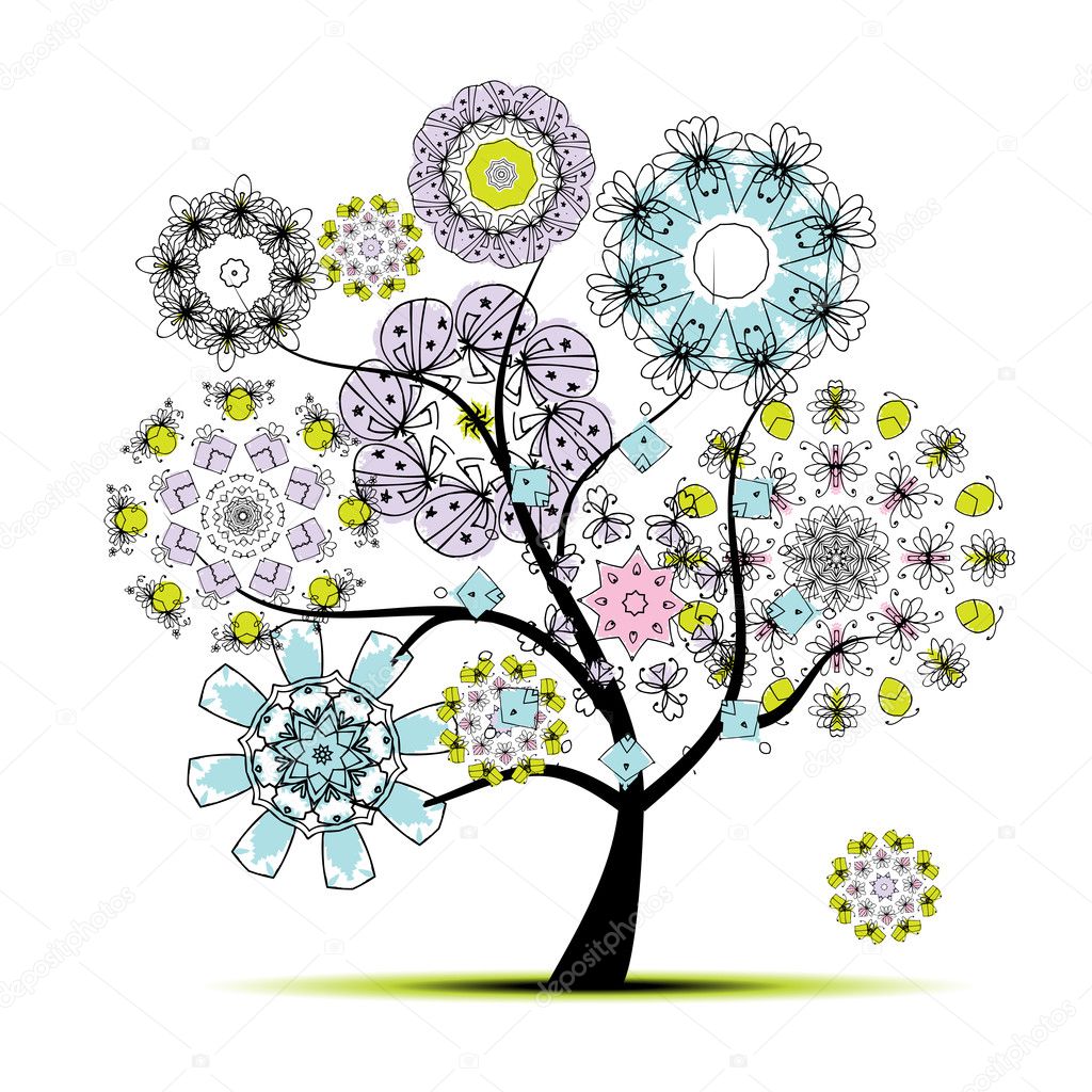 Floral art tree for your design — Stock Vector © Kudryashka #5553760