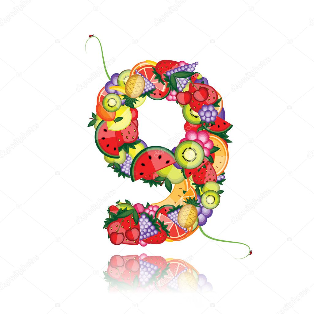 Number nine made from fruits. See others in my gallery Stock Vector ...