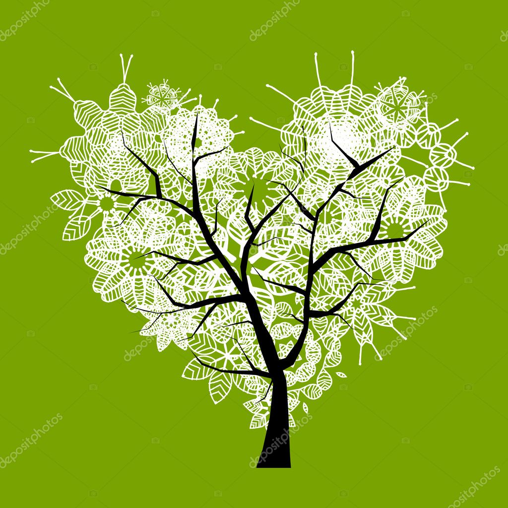 Art tree heart shape for your design — Stock Vector © Kudryashka #6524777