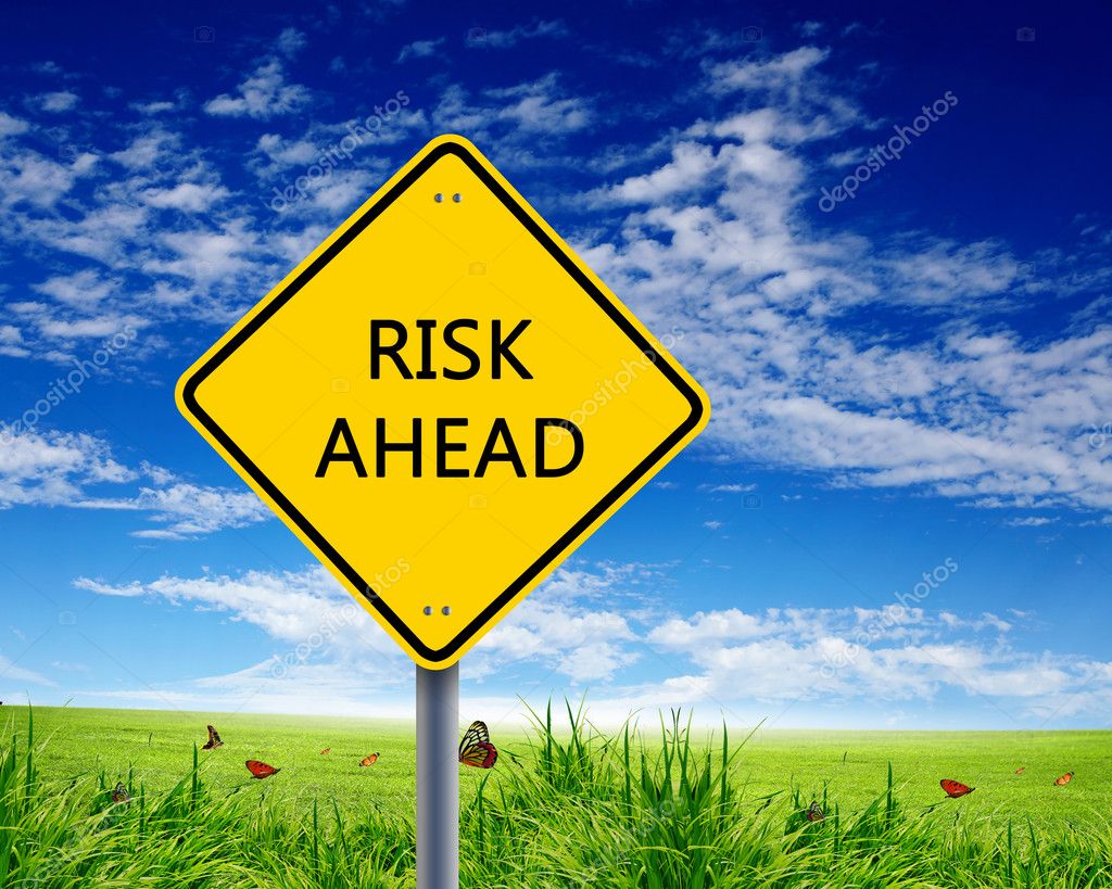 Road sign of risk ahead — Stock Photo © SergeyNivens #5746015