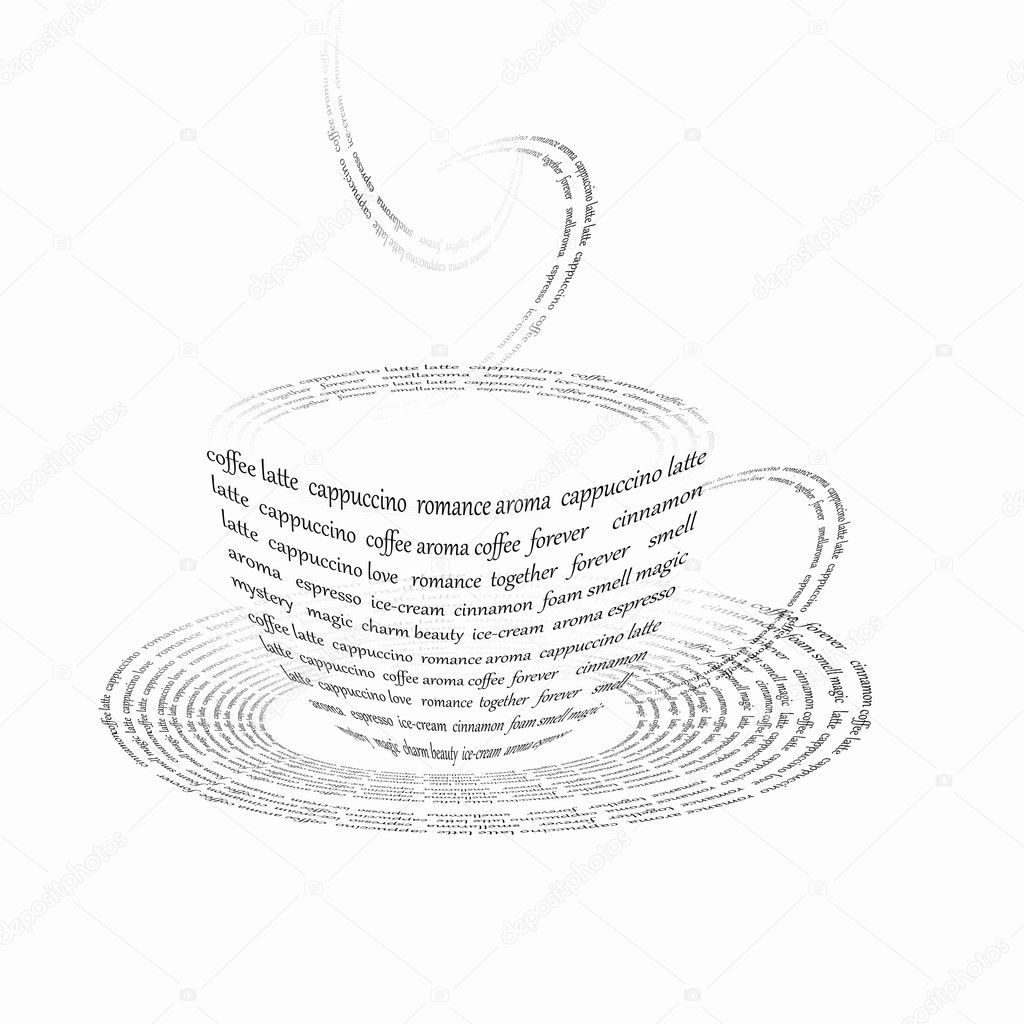 Coffee cup made up with words Stock Illustration by ©SergeyNivens #5808934
