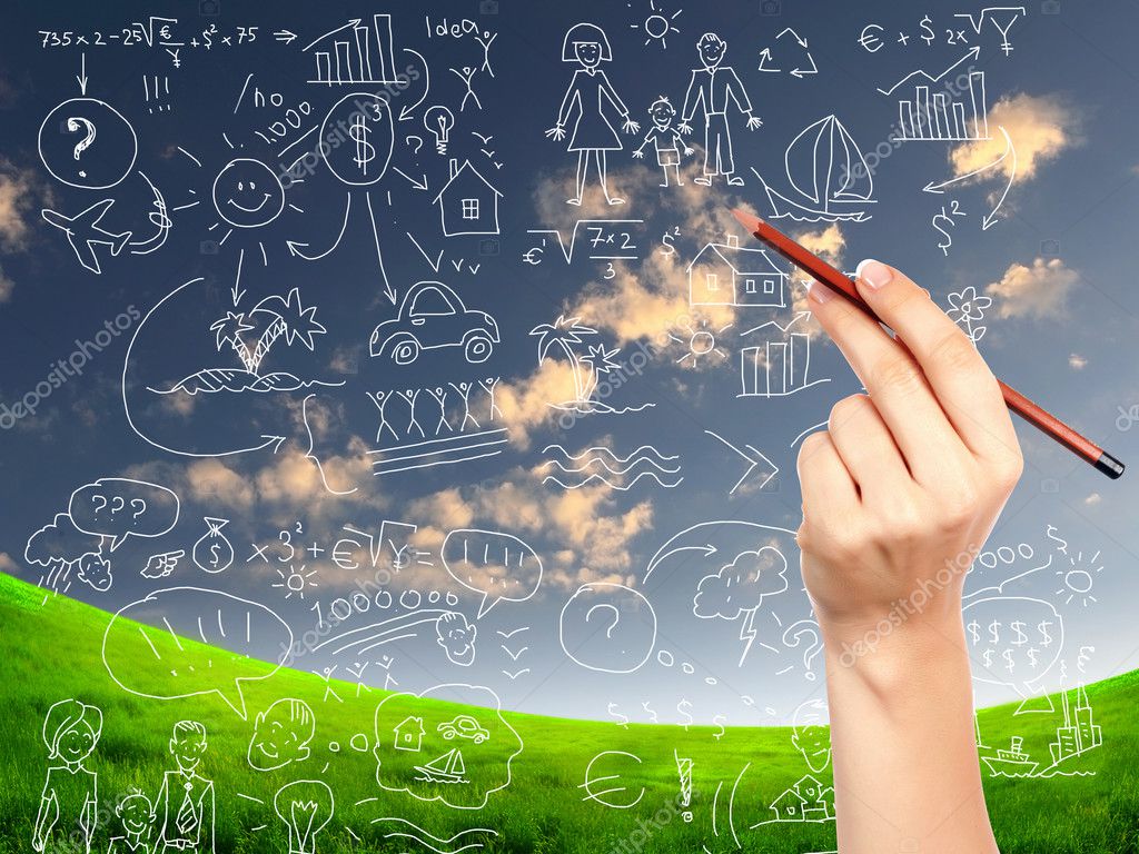 Human hand drawing on the sky — Stock Photo © SergeyNivens #5983412