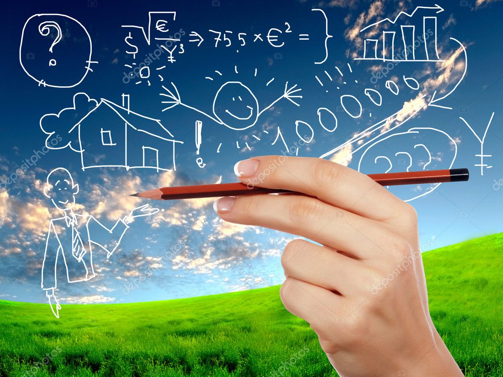 Human hand drawing on the sky — Stock Photo © SergeyNivens #6043791