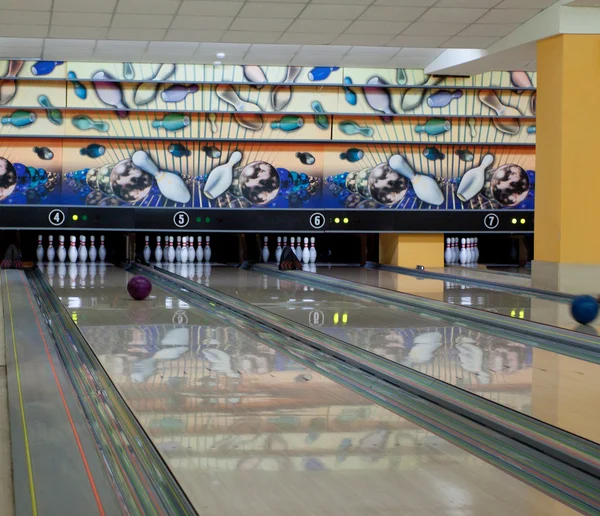 Bowling alley background, lane with bumper rails Stock Photo by ©Milkos ...