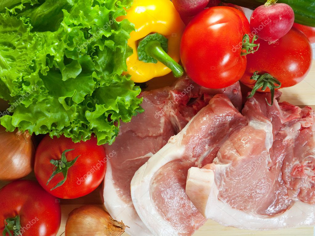 Raw meat and vegetables Stock Photo by ©Jim_Filim 5436320