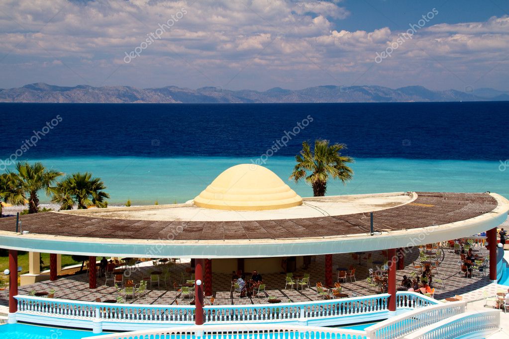 Swimming pool at luxury villa, Rhodes Greece — Stock Photo © AndreySt ...