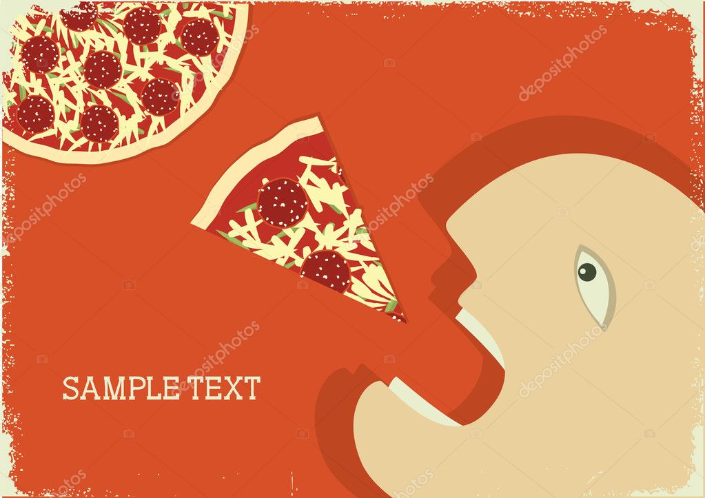 Hungry man and pizza.Vector poster Stock Vector Image by ©GeraKTV #6141605