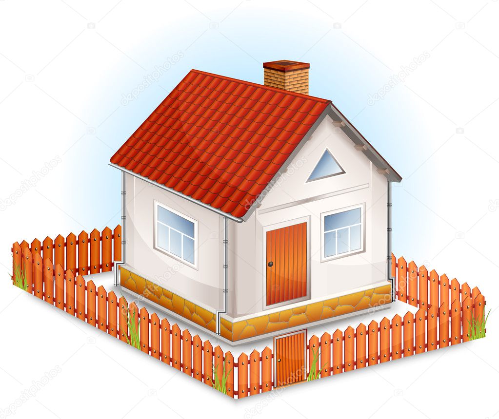 Small house with fence — Stock Vector © creatOR76 #5761653
