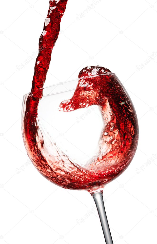 Red wine splashing in a glass — Stock Photo © Irochka #5440612