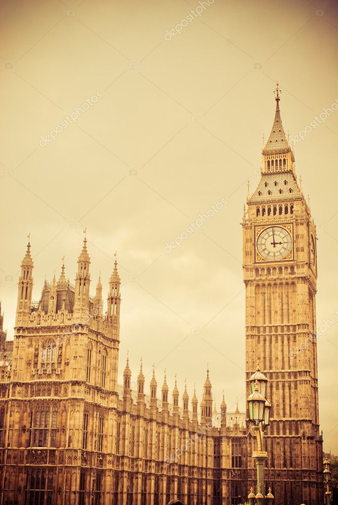 Vintage Big Ben Postcard — Stock Photo © Hudozhnytsya #6217112
