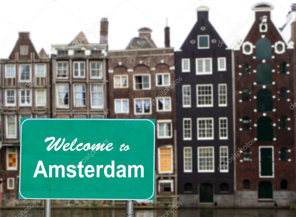 Welcome to Amsterdam sign in water — Stock Photo © gvictoria #5490354