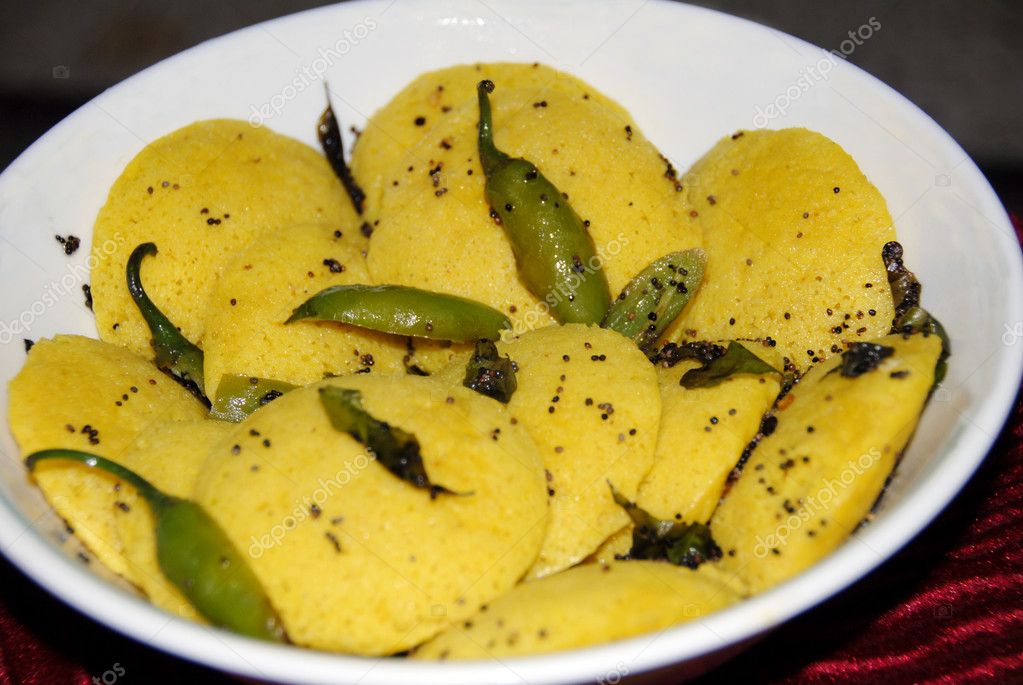 Indian Food Delicacy Dish Dhokla — Stock Photo © Nikonite #6464875