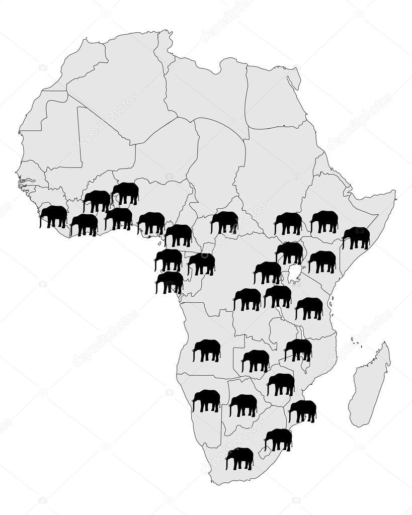 Elephants In Africa Map