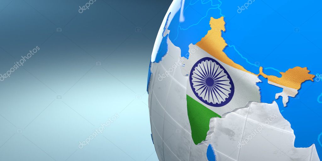 Map of the India on Earth in the national colors — Stock Photo ...