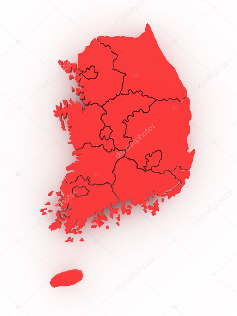 Three-dimensional map of Southern Korea. Stock Photo by ©maxxyustas 6388199