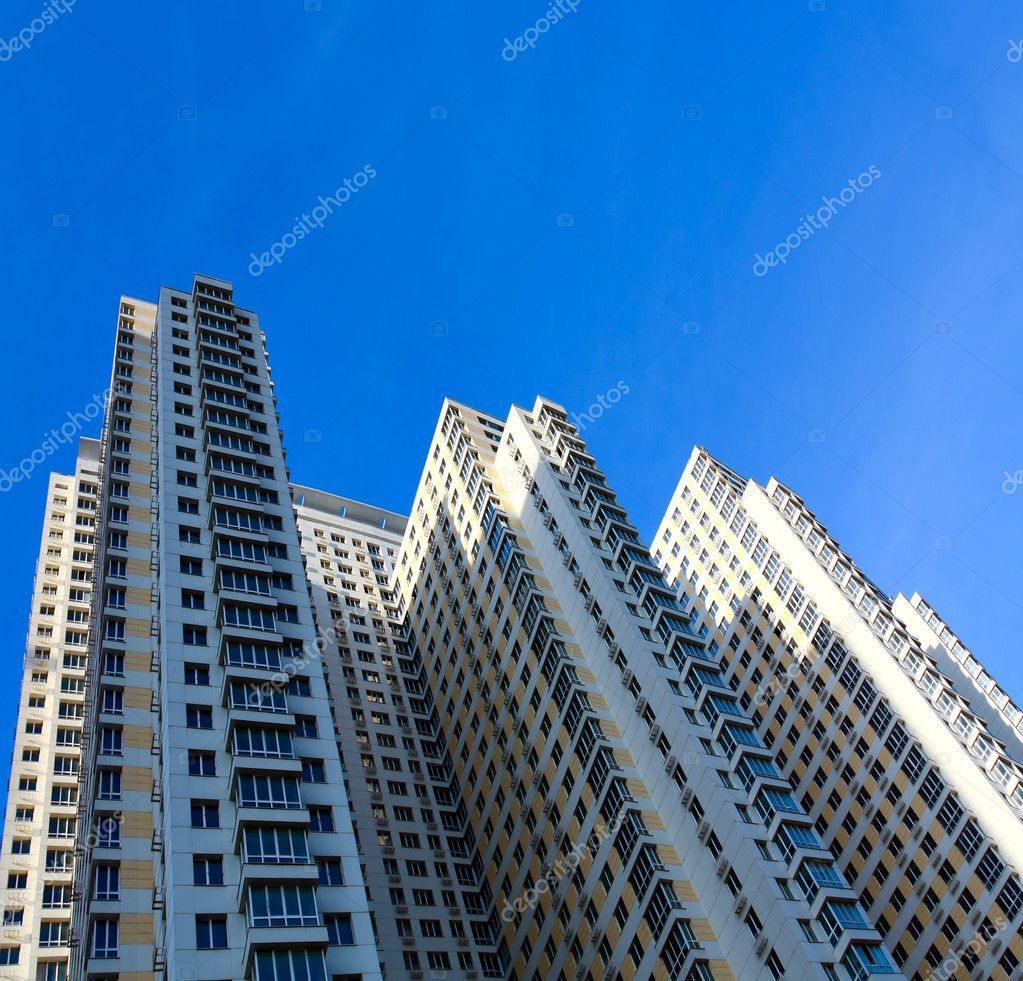 Modern blue glass skyscraper perspective view — Stock Photo © Vladitto ... Modern blue glass skyscraper perspective view — Stock Photo © Vladitto ...