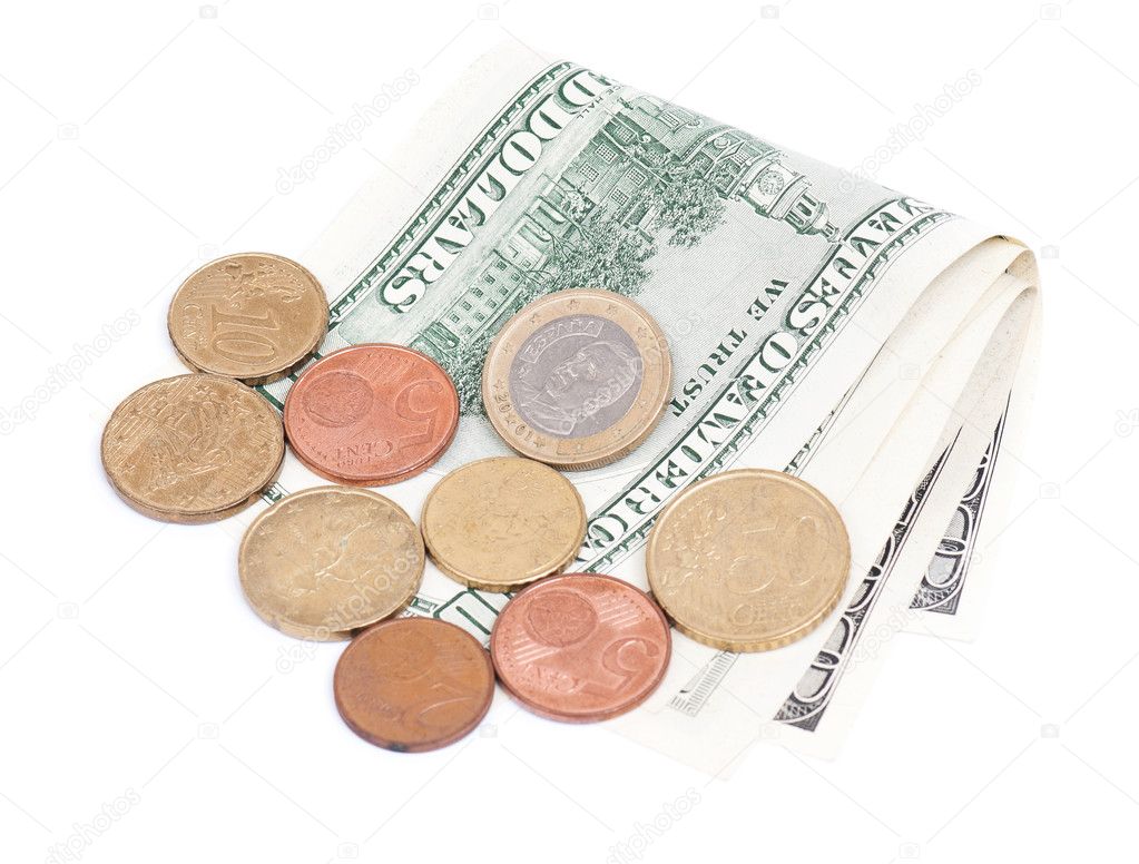 Coins over bills Stock Photo by ©DenisNata 6645347