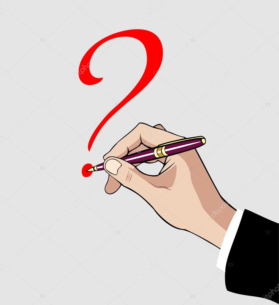 Hand with pen writing a question mark Stock Vector Image by ©Surovtseva ...