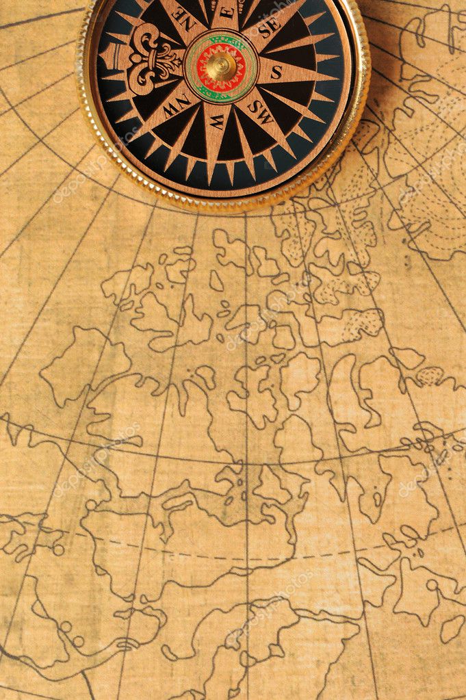 Old compass and map Stock Photo by ©galdzer 6195948