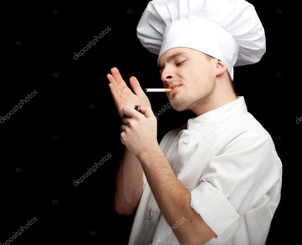 Chef hombre fumando — Foto de Stock #5465046 — Depositphotos