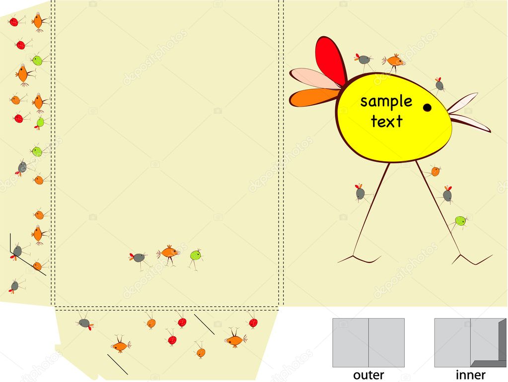 Template for folder with funny bird — Stock Vector © Jershova #5604860