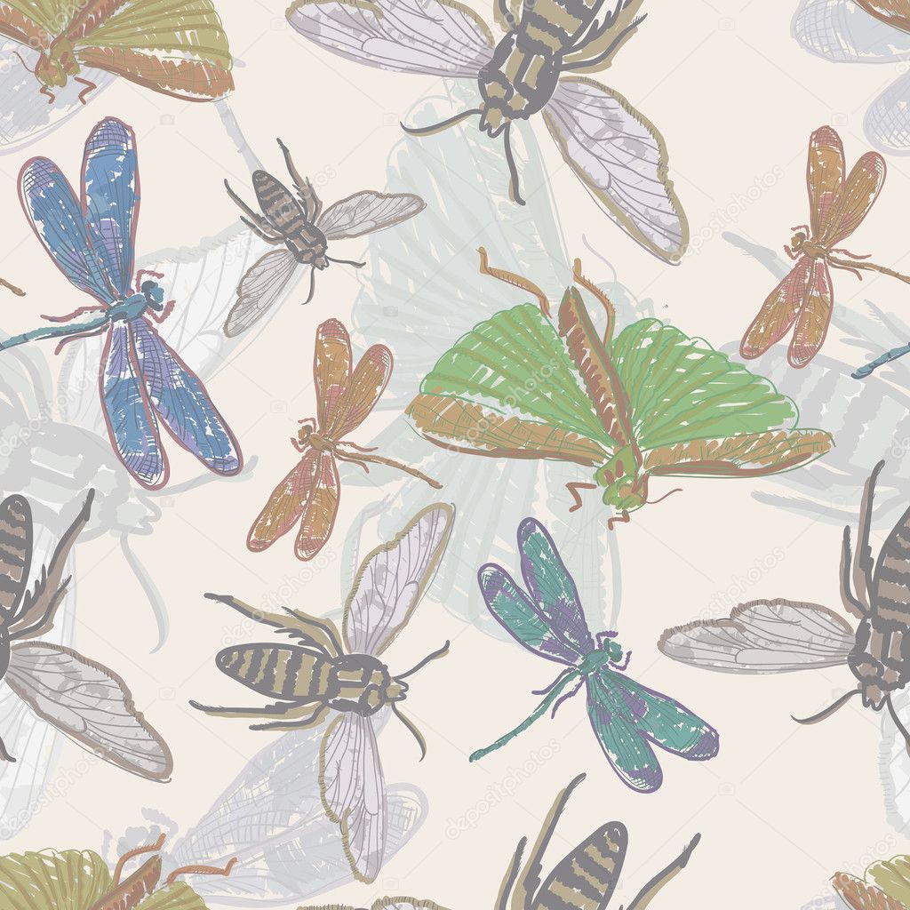 Vector seamless background with insects Stock Vector by ©makarova.alex ...