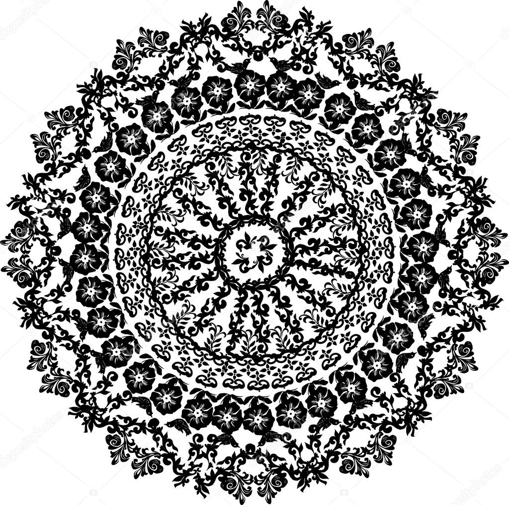 Flower black round design — Stock Vector © Dr.PAS #6261229