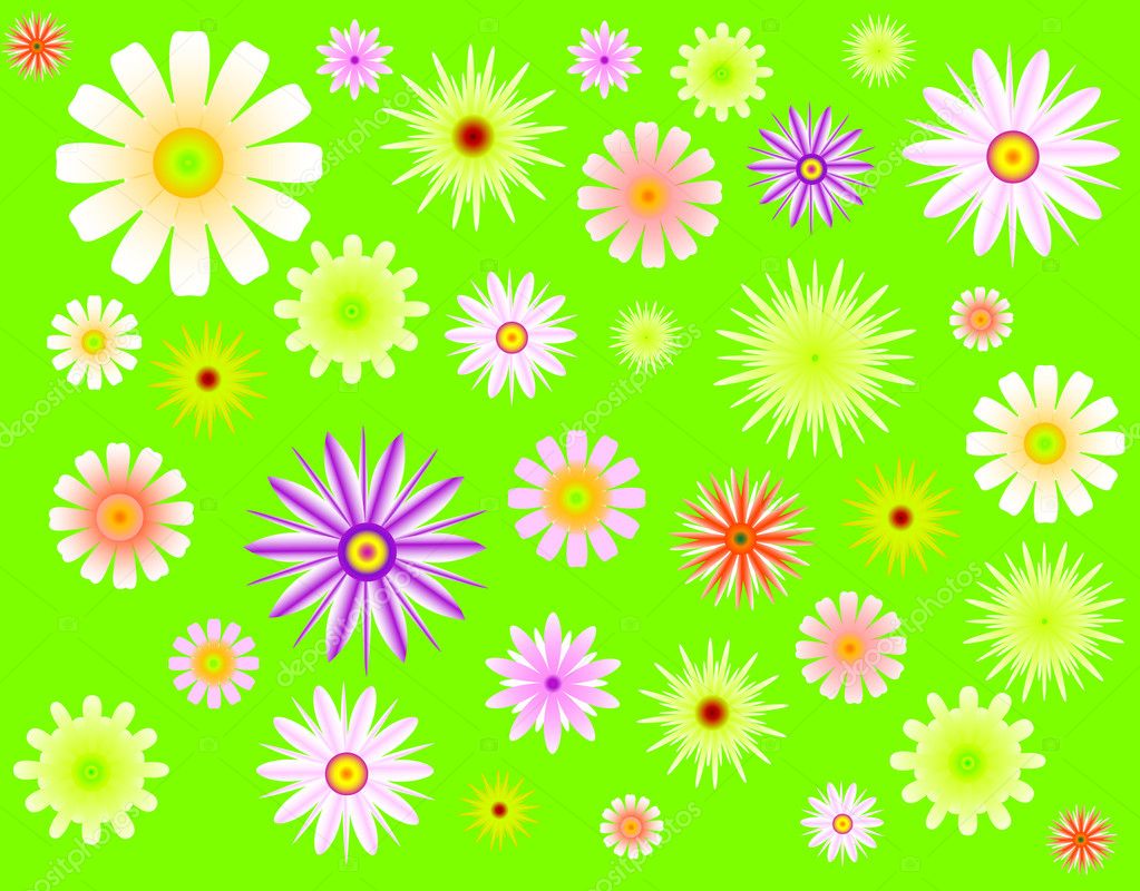 Light color flowers on green backgrund — Stock Vector © Dr.PAS #6327969