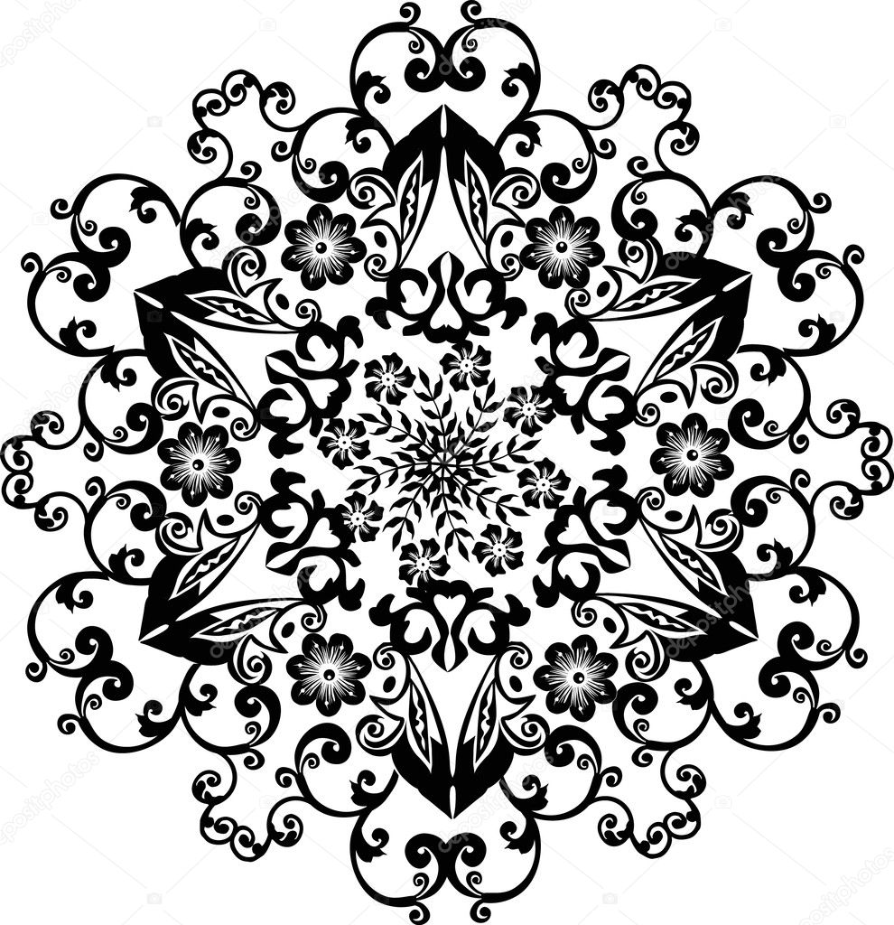 Round design with black flowers — Stock Vector © Dr.PAS #6329093