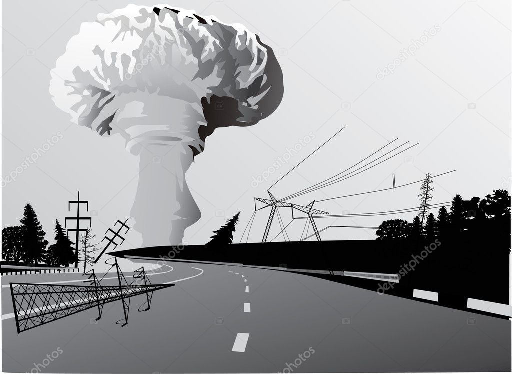 Atomic explosion cloud above road Stock Vector Image by ©Dr.PAS #6329118