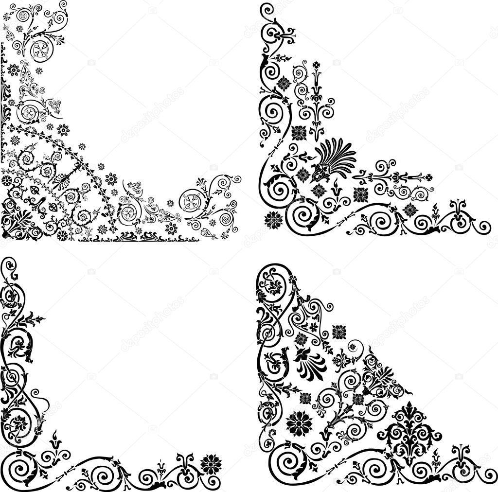 Four corner decorations on white Stock Vector Image by ©Dr.PAS #6416957