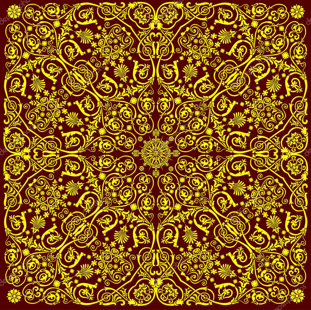 Traditional yellow floral background — Stock Vector © Dr.PAS #6650130