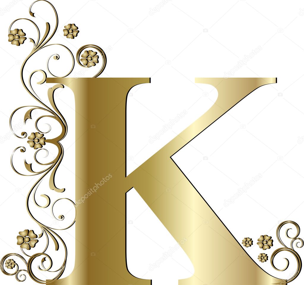 Capital letter K gold — Stock Vector © pdesign #6058374