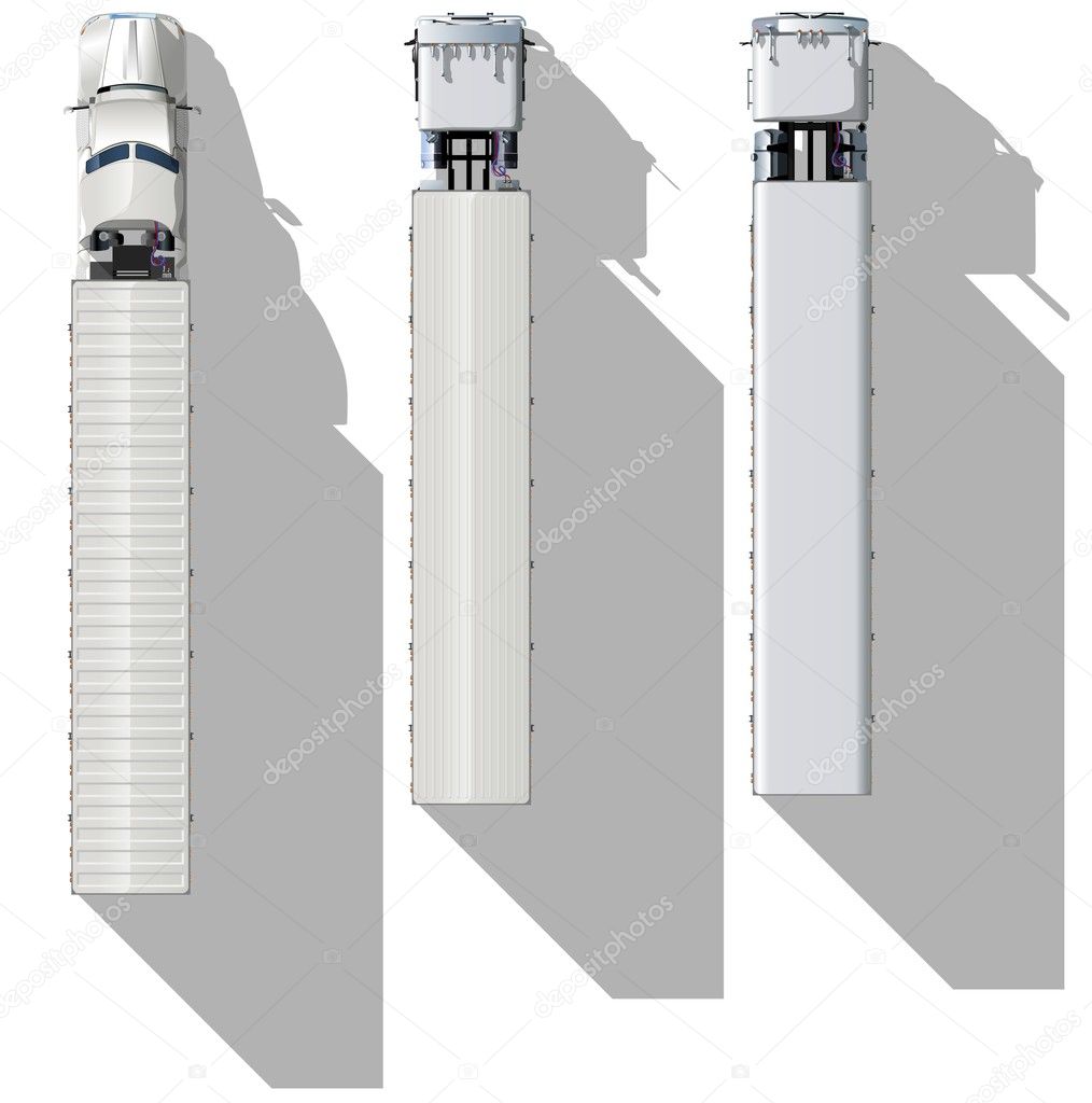 Vector detailed top-view semi-trucks set — Stock Vector © mechanik #5776067