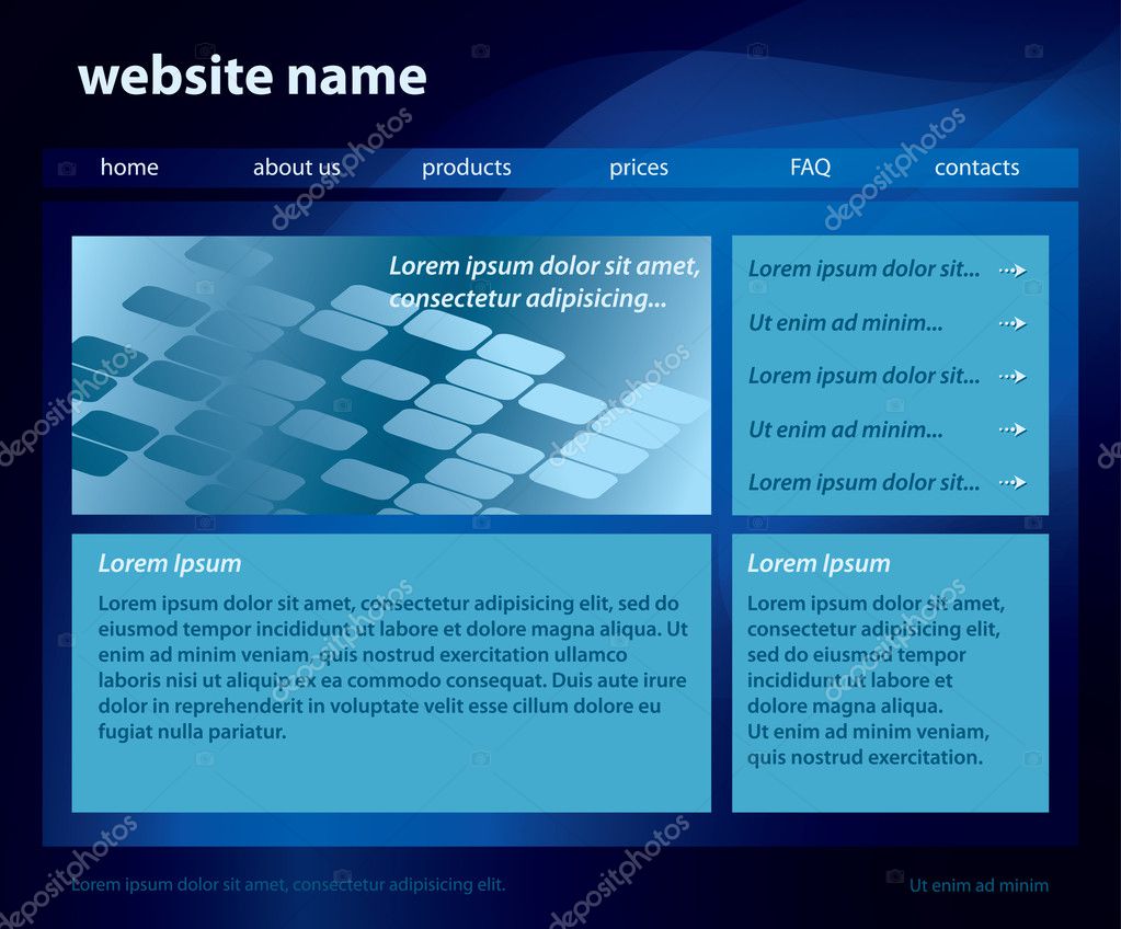 Vector dark blue template of website with abstract background Stock ...