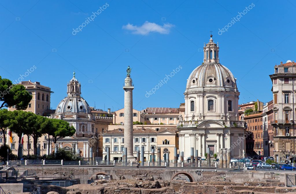 Italy. Rome. Trojan column, churches of Santa Maria di Loreto — Stock ...