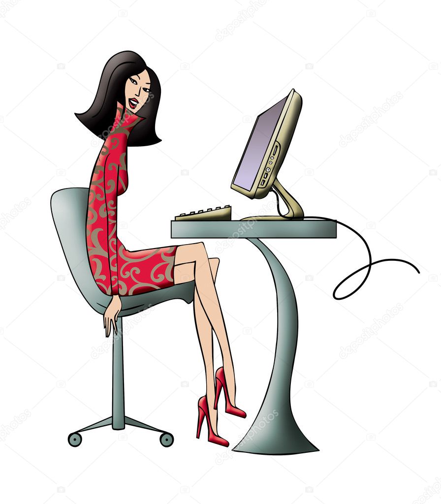 Fashion Computer Girl Stock Illustration by ©ponytail1414 #6377416
