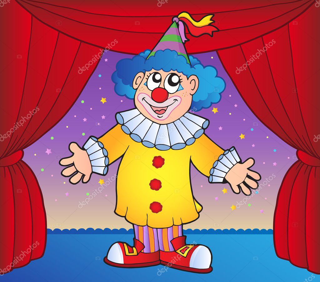 Clown sur scène de cirque 1 — Image vectorielle clairev © #5423946