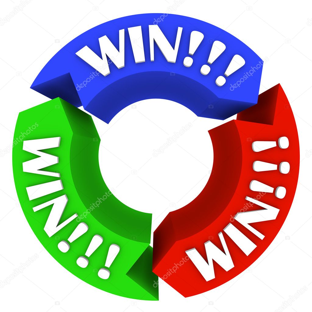 Win Circle with Words on Arrows - Lucky in Games and Life — Stock Photo ...