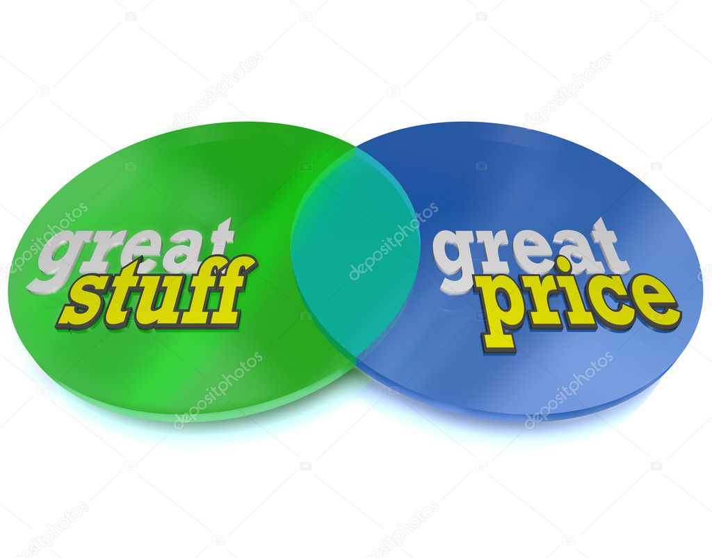 Great Stuff and Affordable Price Words on Venn Diagram — Stock Photo ...