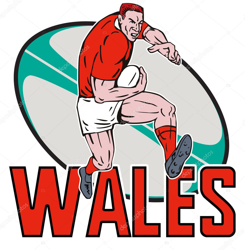 Welsh Rugby player running ball Wales — Stock Photo © patrimonio #6365709