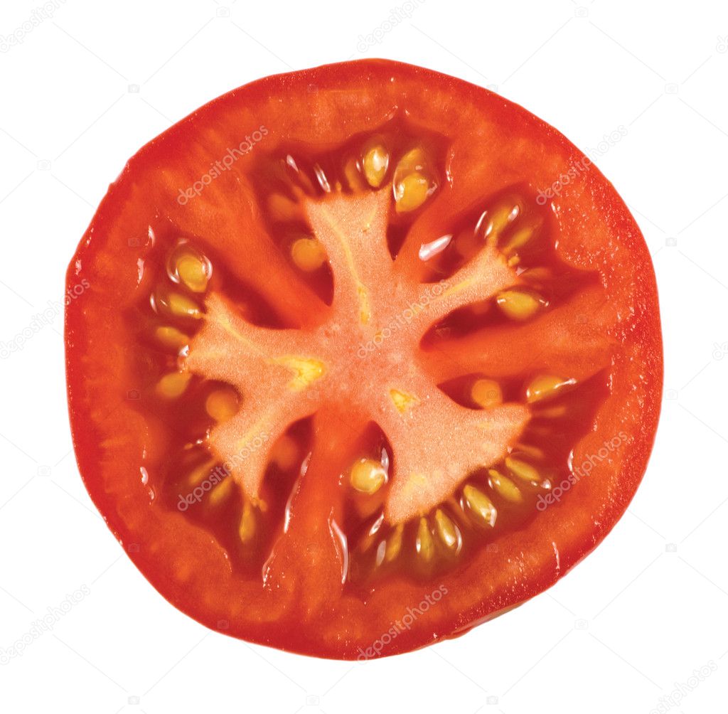 Tomatoe Macro Closeup, Isolated Tomato Cut — Stock Photo © Kaspri #5800593