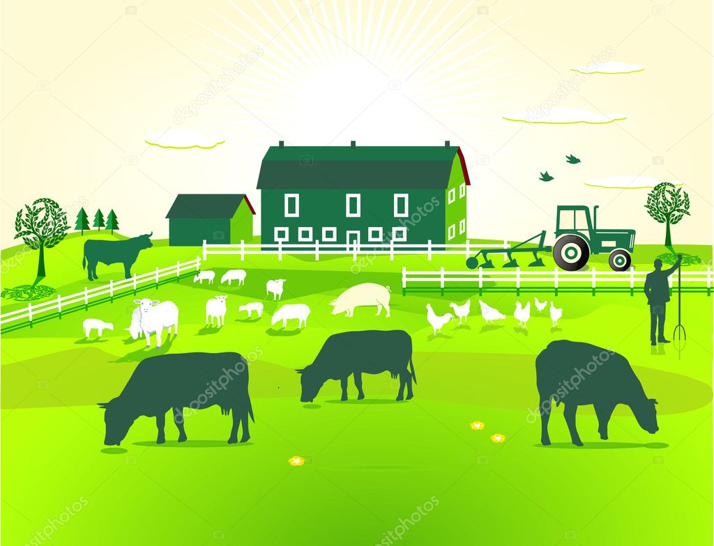 Green Farm Stock Vector Image by ©scusi0-9 #5444400