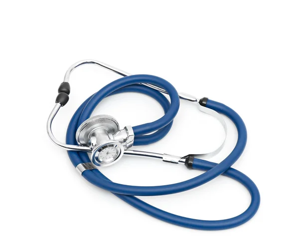Blue stethoscope in shape of heart, isolated on white — Stock Photo ...