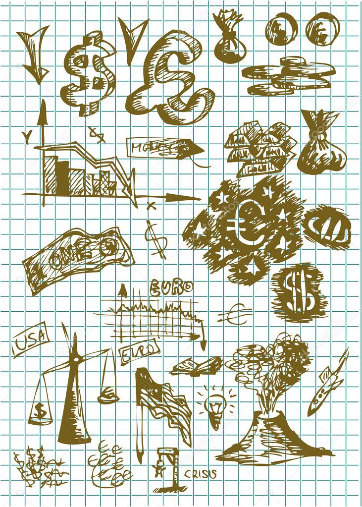 Hand drawn money symbols Stock Vector Image by ©jonnysek #6387593