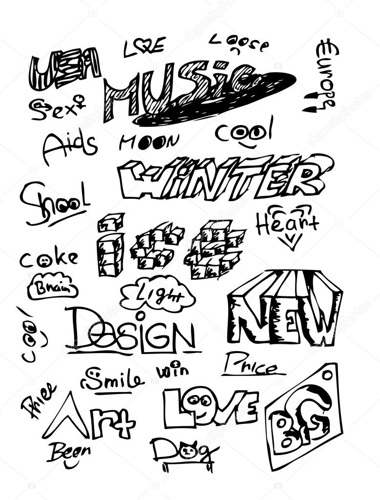 Hand drawn words Stock Vector Image by ©jonnysek #6541540