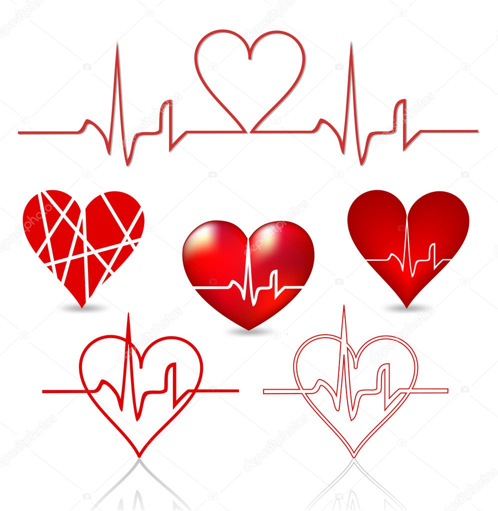 Set Hearts Beats Graph Vector — Stock Vector © Emaria 6281676