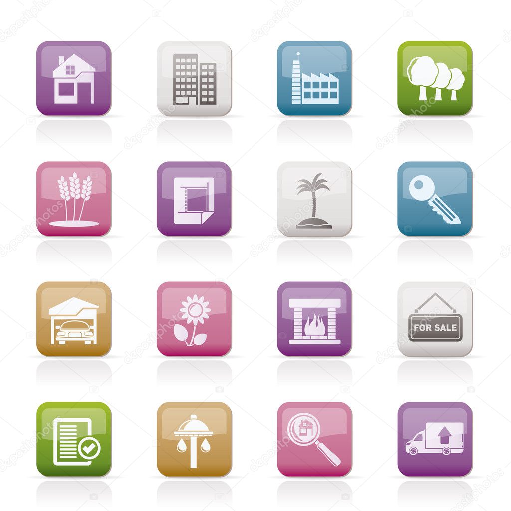 Real Estate and building icons Stock Vector by ©stoyanh 5613843
